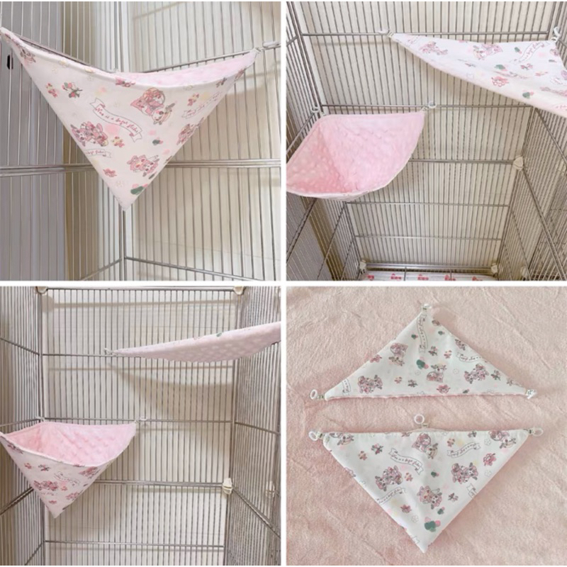 Sugar Familyรังนอนทรงเปลญวนพร้อมผ้าปีนสำหรับสัตว์เล็กชูก้า กระรอก บุชเบ ...