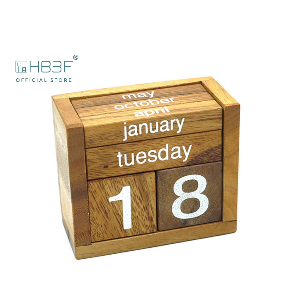 HB3F ปฎิทินไม้ Wooden Calendar บล็อกไม้ปฏิทิน ของตกแต่งโต๊ะทำงาน โต๊ะ ...