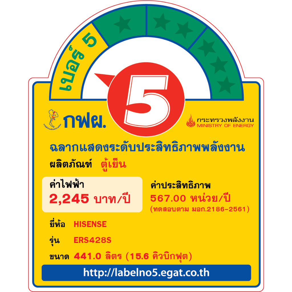 New2023Hisense ตู้เย็น2 ประตู Side By Side 15.6Q441 ลิตร รุ่น ERS428S ...