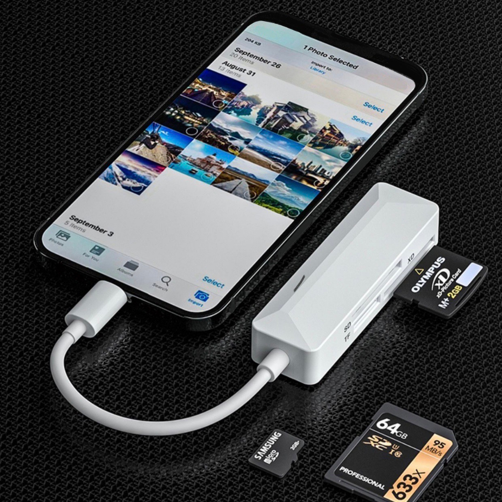 XD Card Reader SD TF รองรับ IP Android to Camera 3 in 1 OTG SDCard สำหรับ Iphone photo USB-C ...