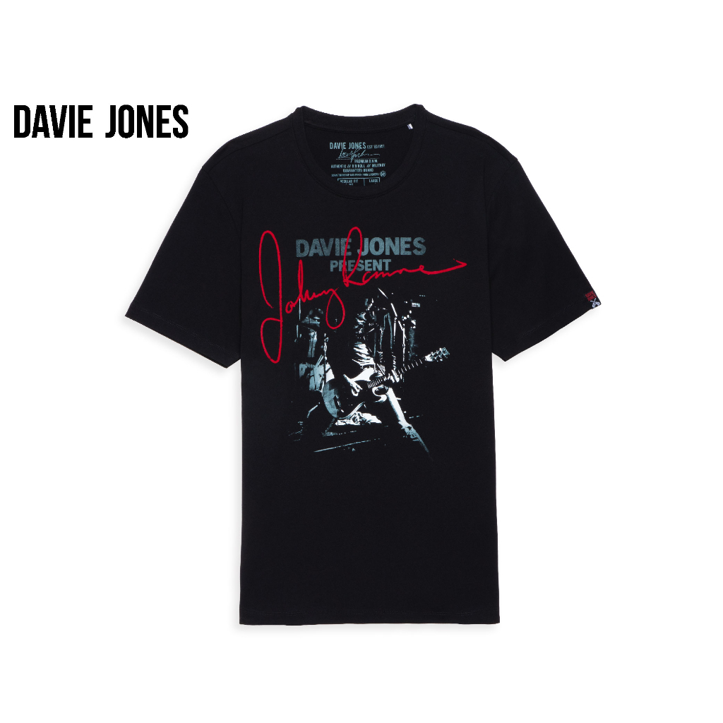 DAVIE JONES เสื้อยืดพิมพ์ลาย ทรง Regular Fit สีดำ Graphic Print Regular ...