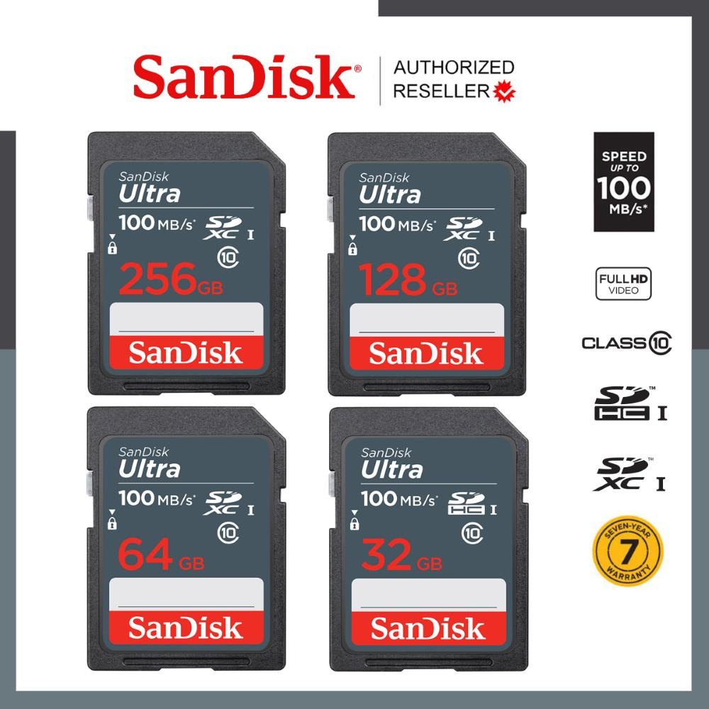 SanDisk Ultra Micro SD Card Class10 Speed 100MBs 32GB 64GB 128GB (SDSQUNR) SDHC SDXC เมมโมรี่ ...
