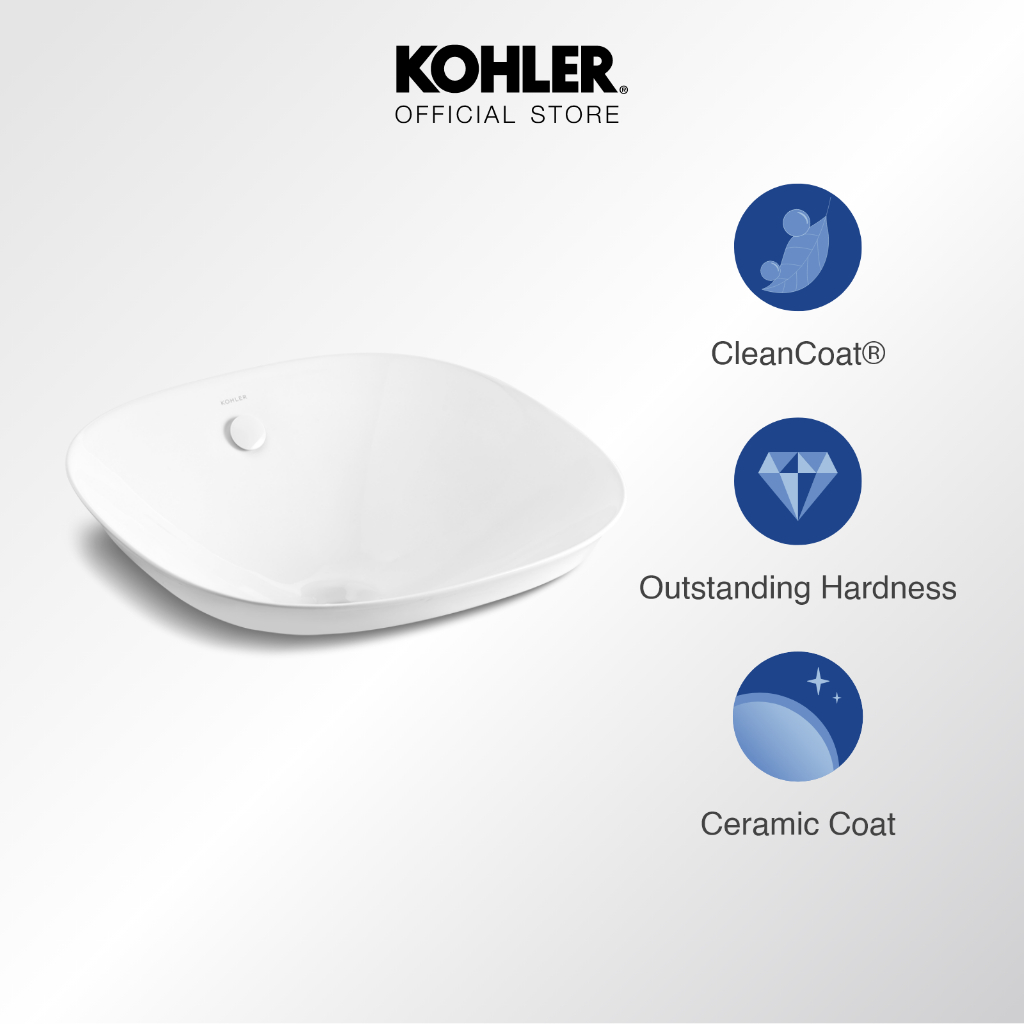 KOHLER Veil Essential Vessel squareอ่างล้างหน้าแบบติดตั้งบนเคาน์เตอร์ ...