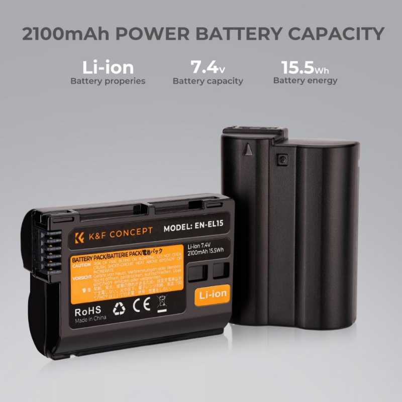 KF Nikon (EN-EL15) battery 2-pack dual slot battery charger kit for ...