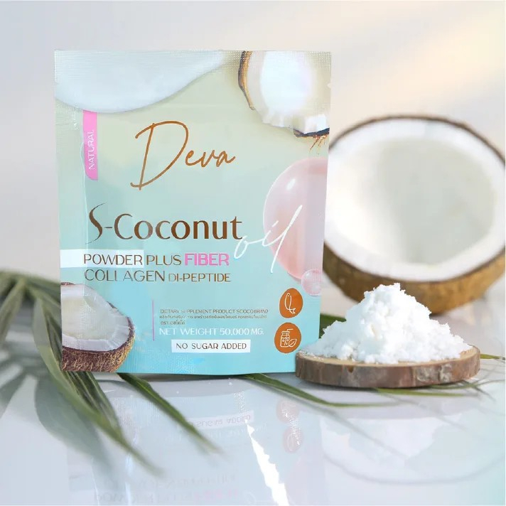 ของแท้Deva s-coconut น้ำมันมะพร้าวชนิดผง ผสมคอลลาเจนไดเปปไทด์และไฟเบอร์ ...