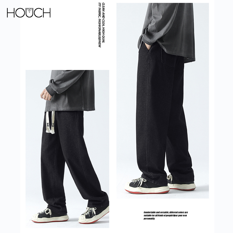 Houch พร้อมส่ง COD กางเกงยีนส์ผู้ชาย เอวยางยืด เท่ๆสไตล์เกาหลีทรงช่าง ...