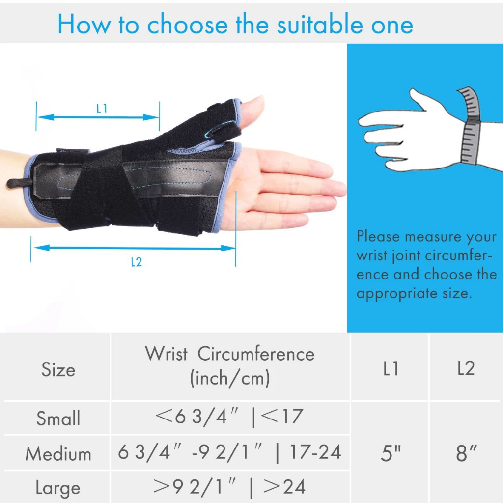 VELPEAU Wrist Support Thumb Spica Splint Support for De Quervains ...