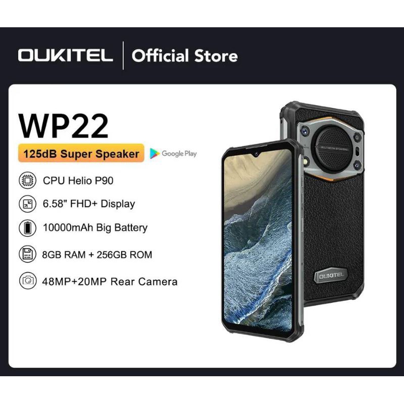 Oukitel wp22 8/256 ลำโพง 4w. 125db. แบต 10000mah. IP68 Android 13.0 ...