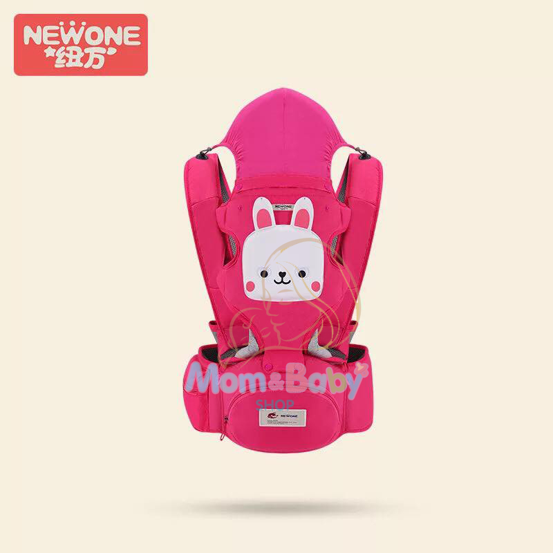 ถูกสุด เป้อุ้มเด็ก Newone 3 in 1 ลายน่ารักมาก มีหมวกคลุม ลายกระต่ายน้อย สีชมพู - zusumura - ThaiPick
