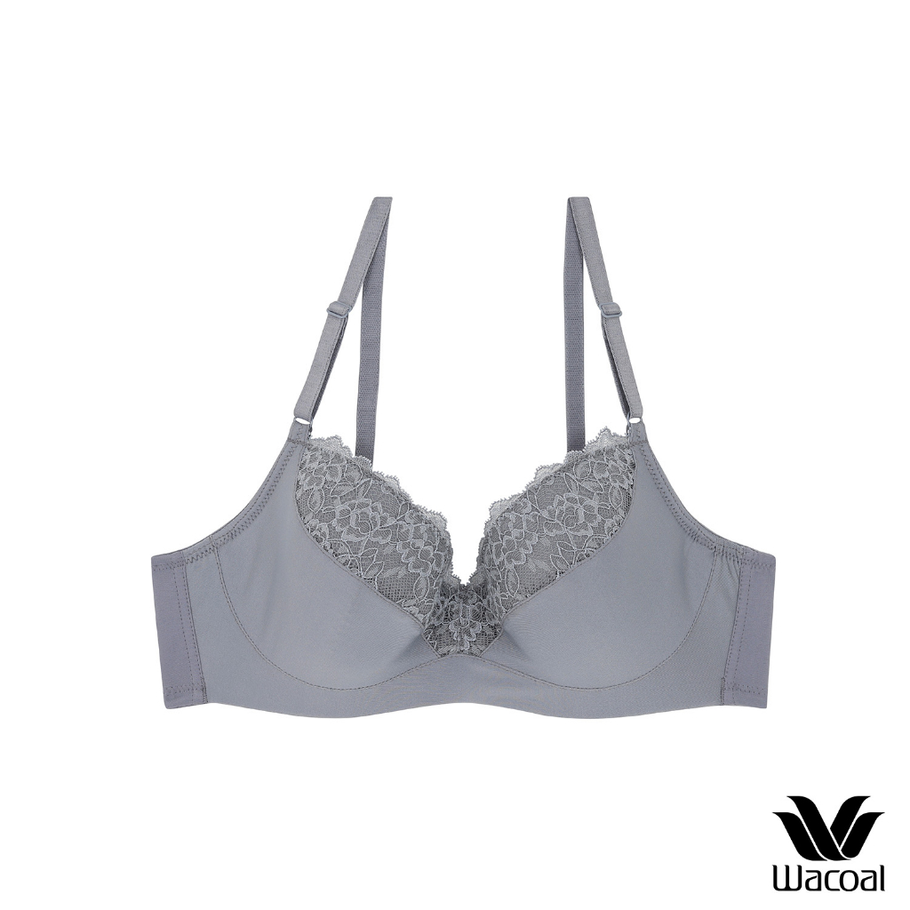 Wacoal Surprise Bra ทรงสวย ตกแต่งลูกไม้ รุ่น WB9B54 สีเทา (GY) - wacoal - ThaiPick