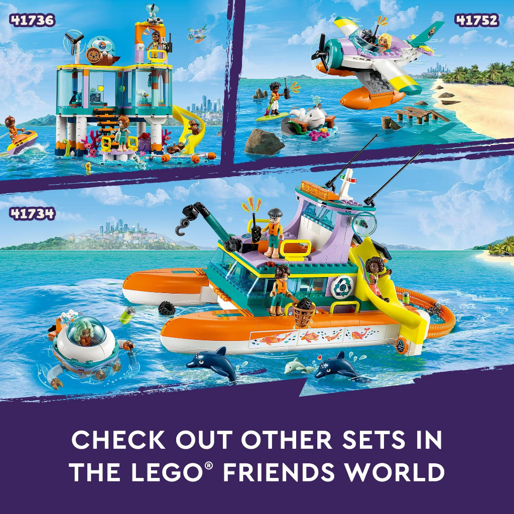 LEGO Friends 41734 Sea Rescue Boat Building Toy Set (717 Pieces) - lego ...