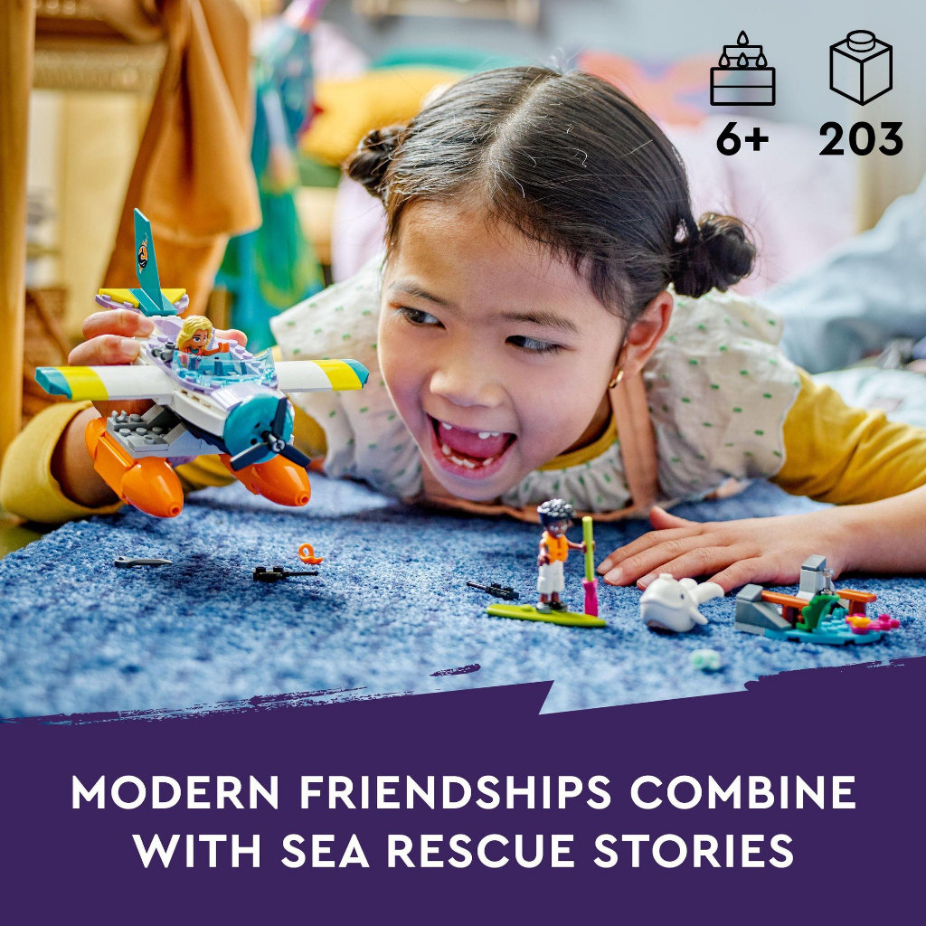 LEGO Friends 41752 Sea Rescue Plane Building Toy Set (203 Pieces ...