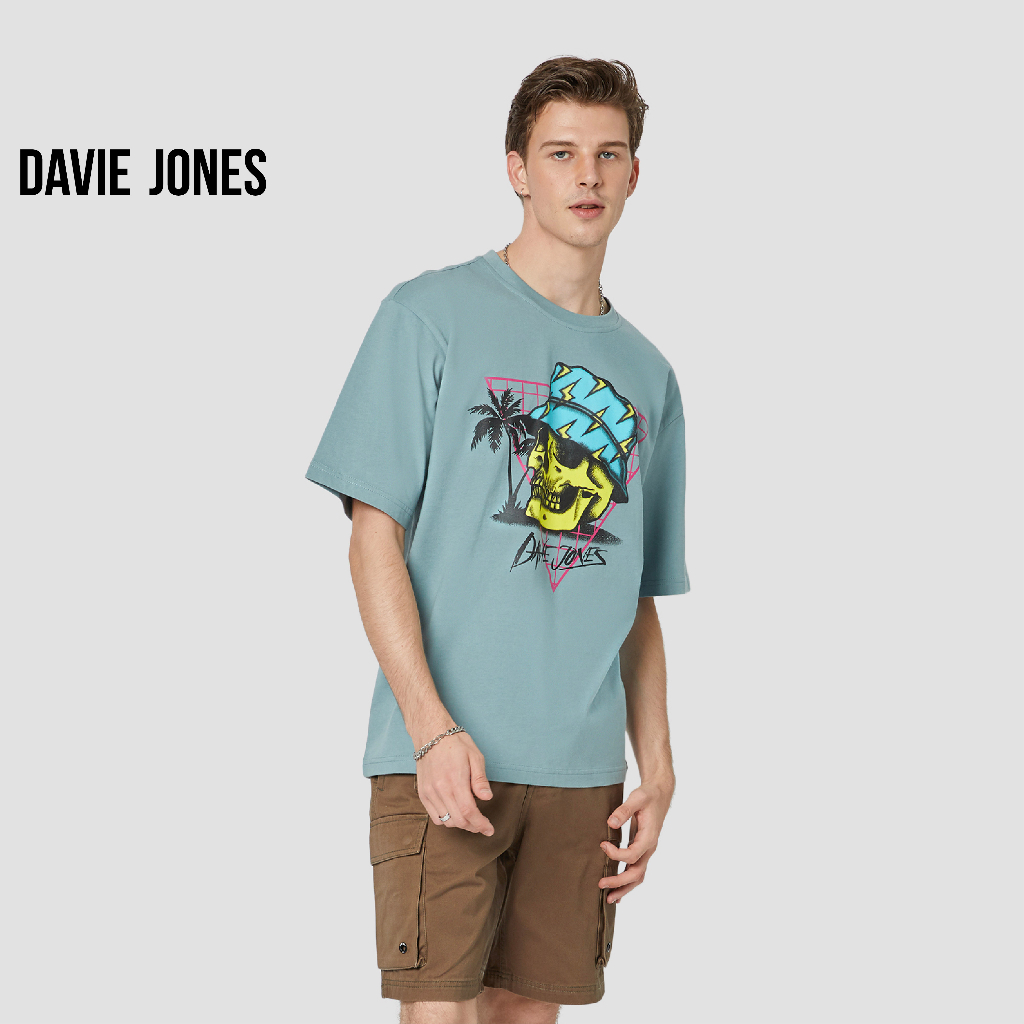 DAVIE JONES เสื้อยืดพิมพ์ลาย สีขาว Graphic Print T-Shirt in white ...