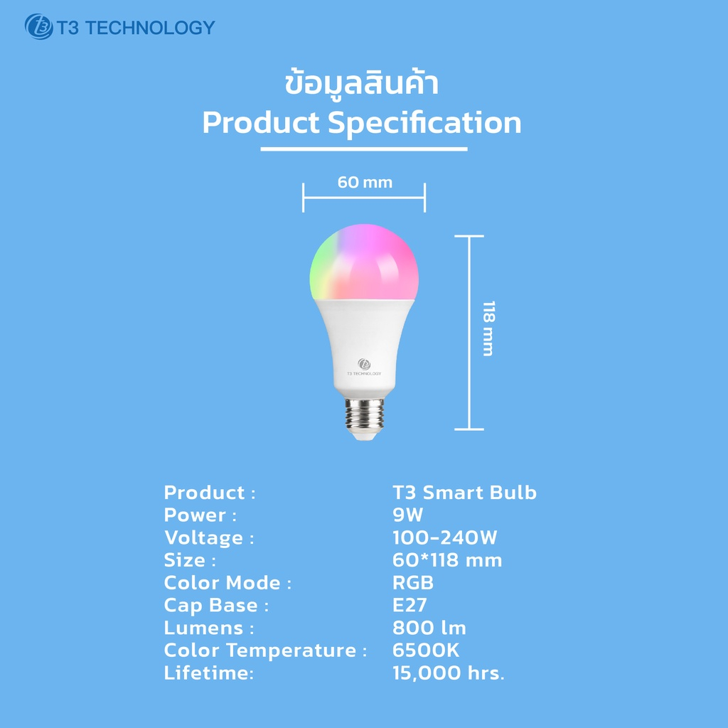 เซ็ทคู่คุ้มกว่า T3 Smart Scale T3 Smart Bulb Wi-Fi เครื่องชั่งน้ำหนัก ...