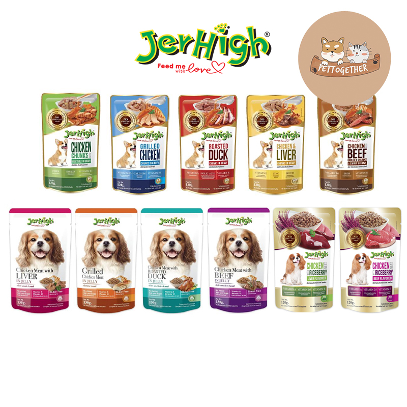 Jerhigh Pouch อาหารสุนัข แบบเปียกมีหลายรส ขนาด 120 กรัม - pettogether ...