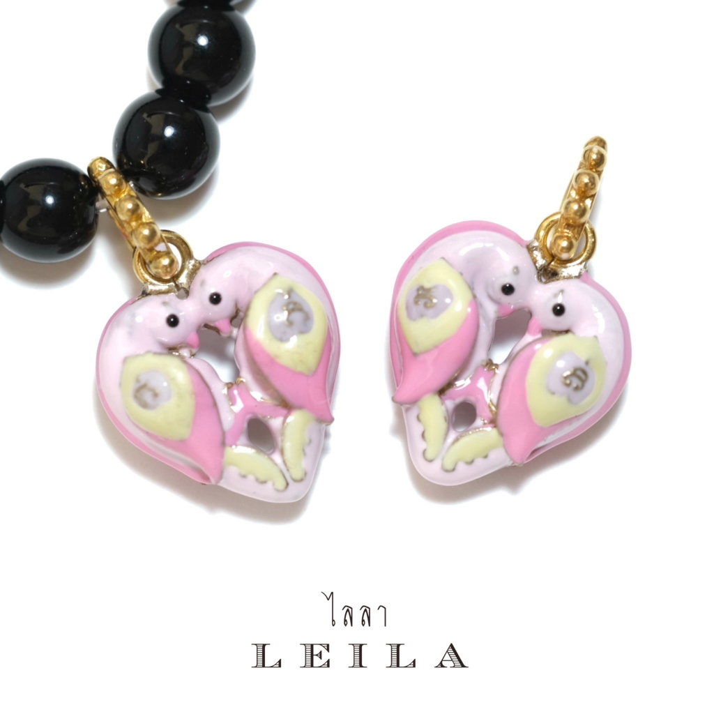 Leila Amulets สาลิกาคู่ Baby Leila Collection สีม่วง ห่วงข้าง (พร้อม ...