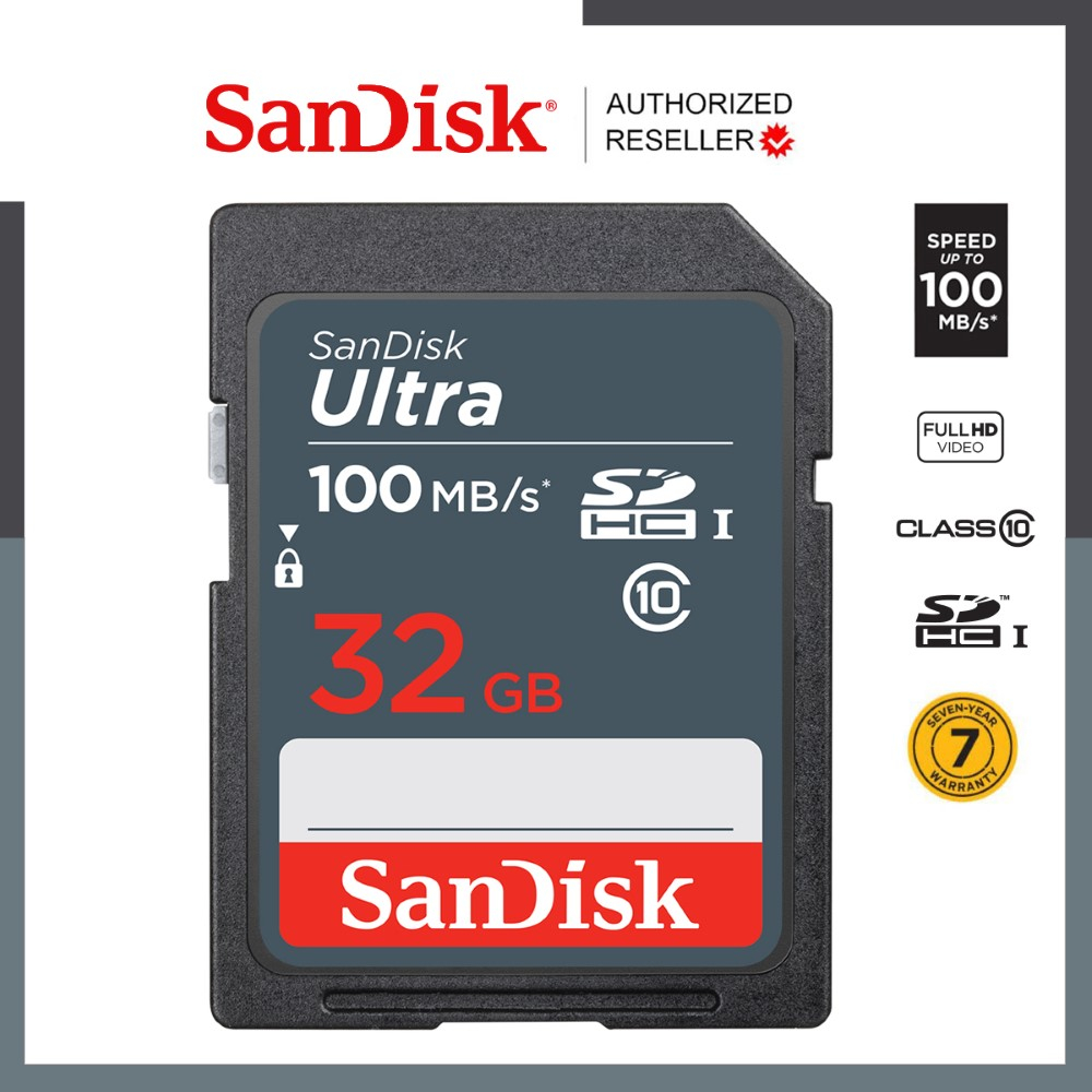 SANDISK ULTRA SD CARD 32GB SDHC 100MB/s Class10 (SDSDUNR-032G-GN3IN) เมมโมรี่การ์ด กล้องถ่ายภาพ ...