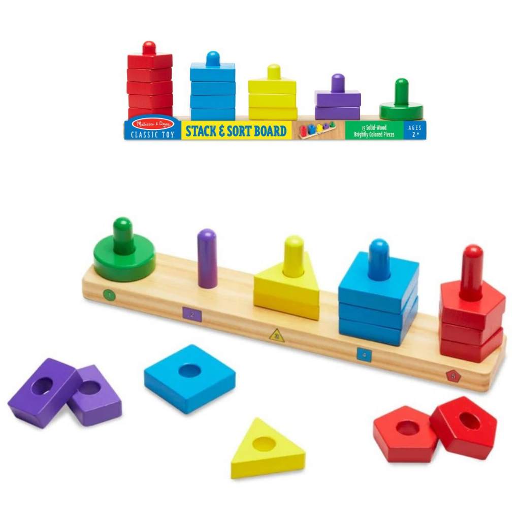 15ชิ้น รุ่น 379 แยกแยะสี จำนวน และรูปร่าง Melissa Doug Stack and sort ...