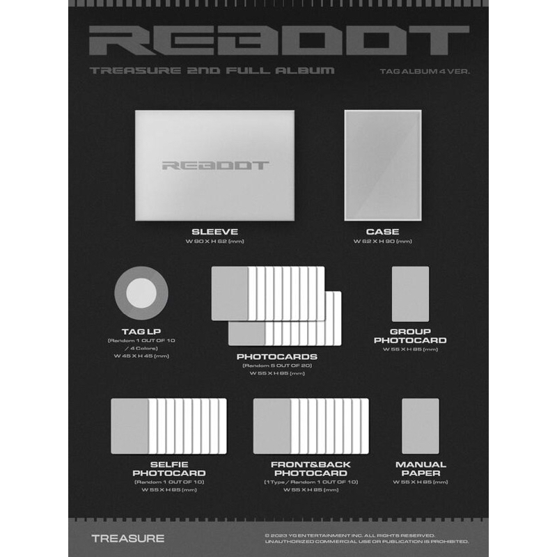 TREASURE อัลบั้ม 2nd Full Album REBOOT by Photobook YG TAG Digipack KiT ...