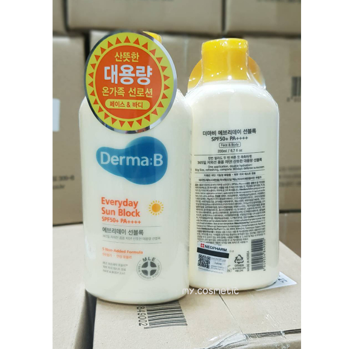 (ลดอีก10บาทกรอก MYCOBB) DermaB Everyday Sun Block SPF50 PA ขนาด 200ml ...