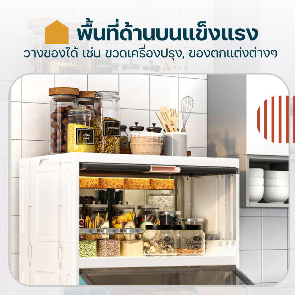HomeHuk ตู้เก็บของบานเปิด 3 ชั้น สีขาวเทา เทาล้วน - homehuk_official ...