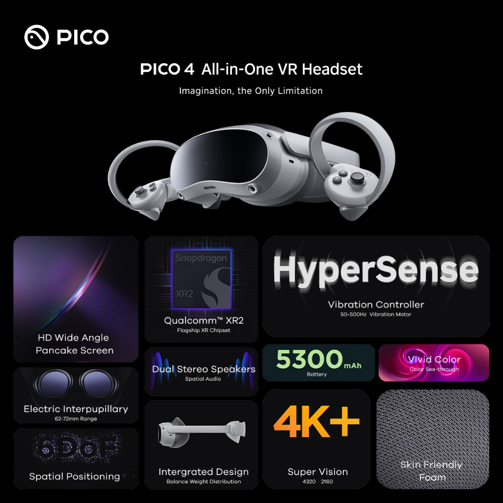 PAYDAY Set A PICO 4 All-In-One VR Headset 4K (128GB256GB) 3 Game Starter Pack 2 Games Free ...