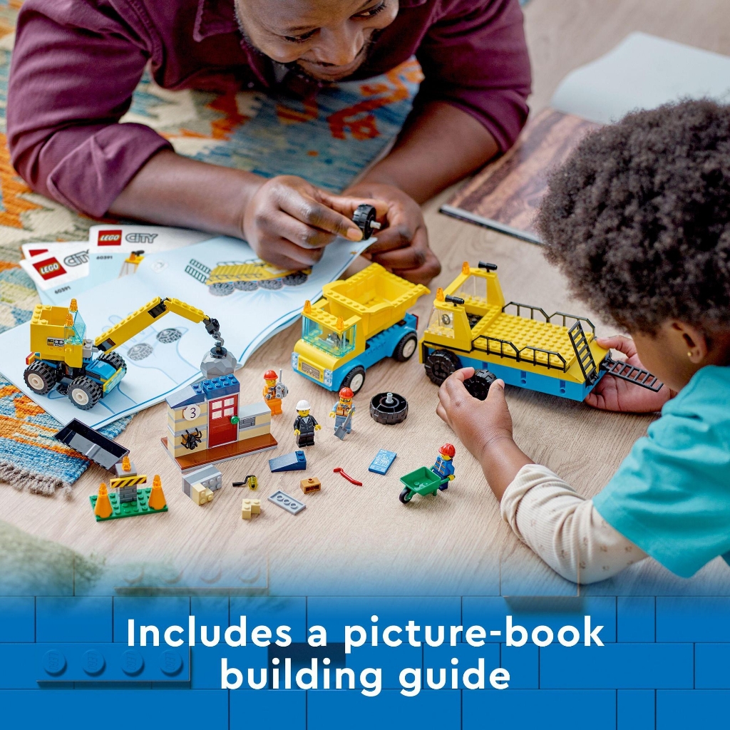 LEGO City 60391 Construction Trucks and Wrecking Ball Crane (235 Pieces ...