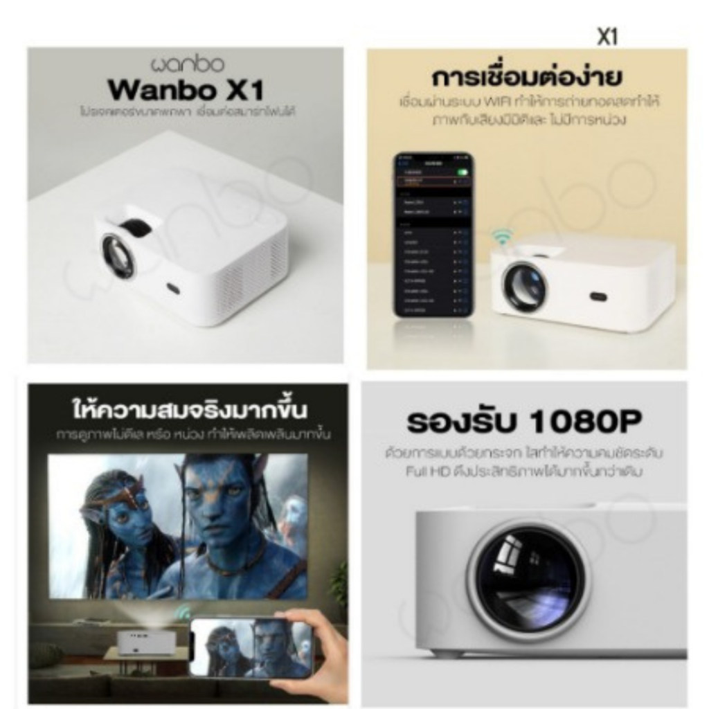 Wanbo X1 Pro X1 Mini 1080P HD Projector โปรเจคเตอร์ มินิโปรเจคเตอร์ ...