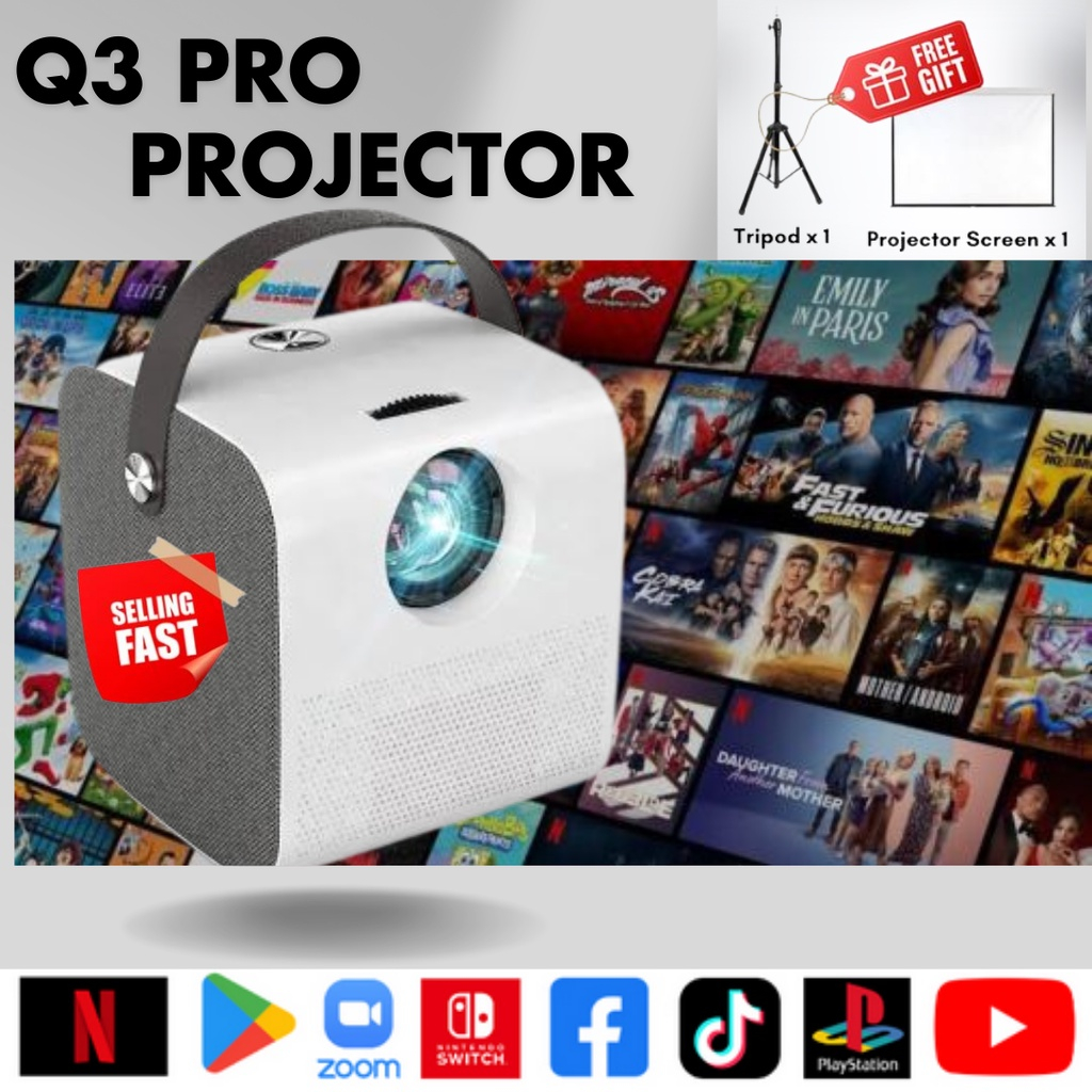Android Full HD 4K Projector 1080P Q3 Pro โปรเจคเตอร์ 6000 Lumens ...