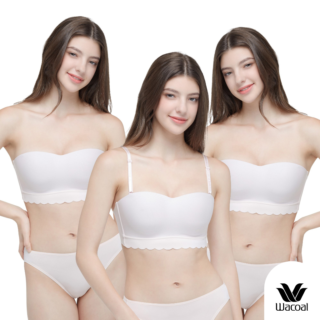 Wacoal Smart Size Go Girls วาโก้ S M L Bra set 3 ชิ้น รุ่น WB3Y27 สีเบจ แดง ดำ - wacoal - ThaiPick
