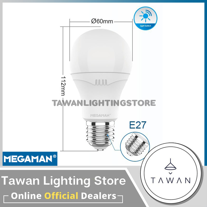 Megaman หลอดไฟแอลอีดี ไลท์ เซ็นเซอร์ 9วัตต์ แสงขาว LED light sensor 9w ...