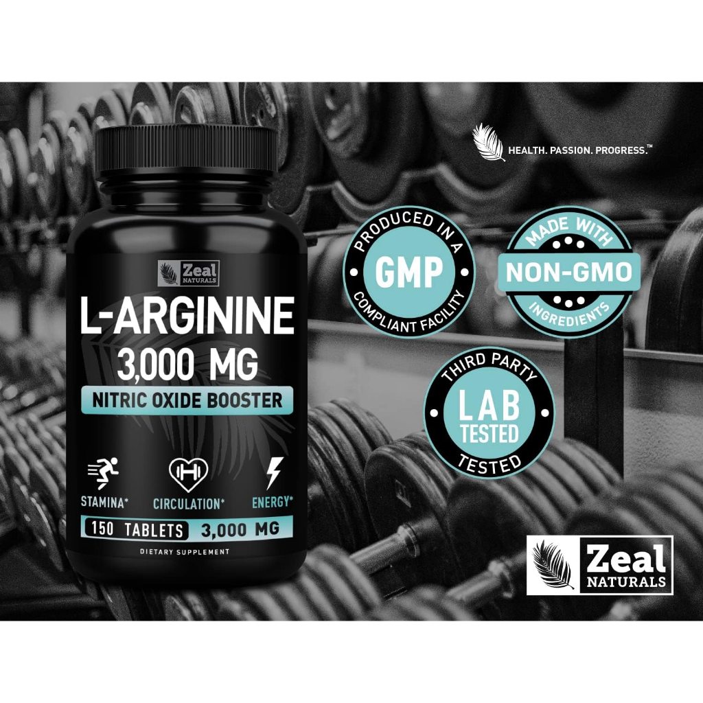 Zeal Naturals L Arginine 3000mg (150 Tablets 1000mg) Maximum Dose L ...