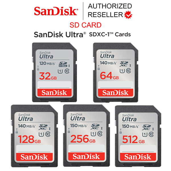 SanDisk Ultra SD Card 32GB 64GB 128GB Class10 Speed 140MB/s (SDSDUNB ...