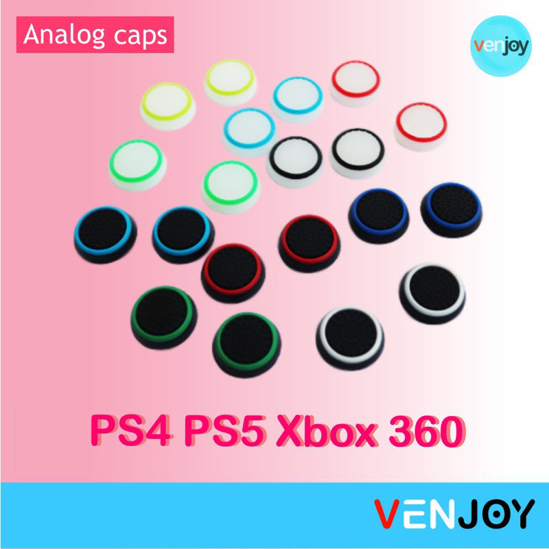 ( 1คู่ ) ฝาครอบอนาล็อกจอยลายกลม Analog Caps for PS4 PS5 XBox 360 ...