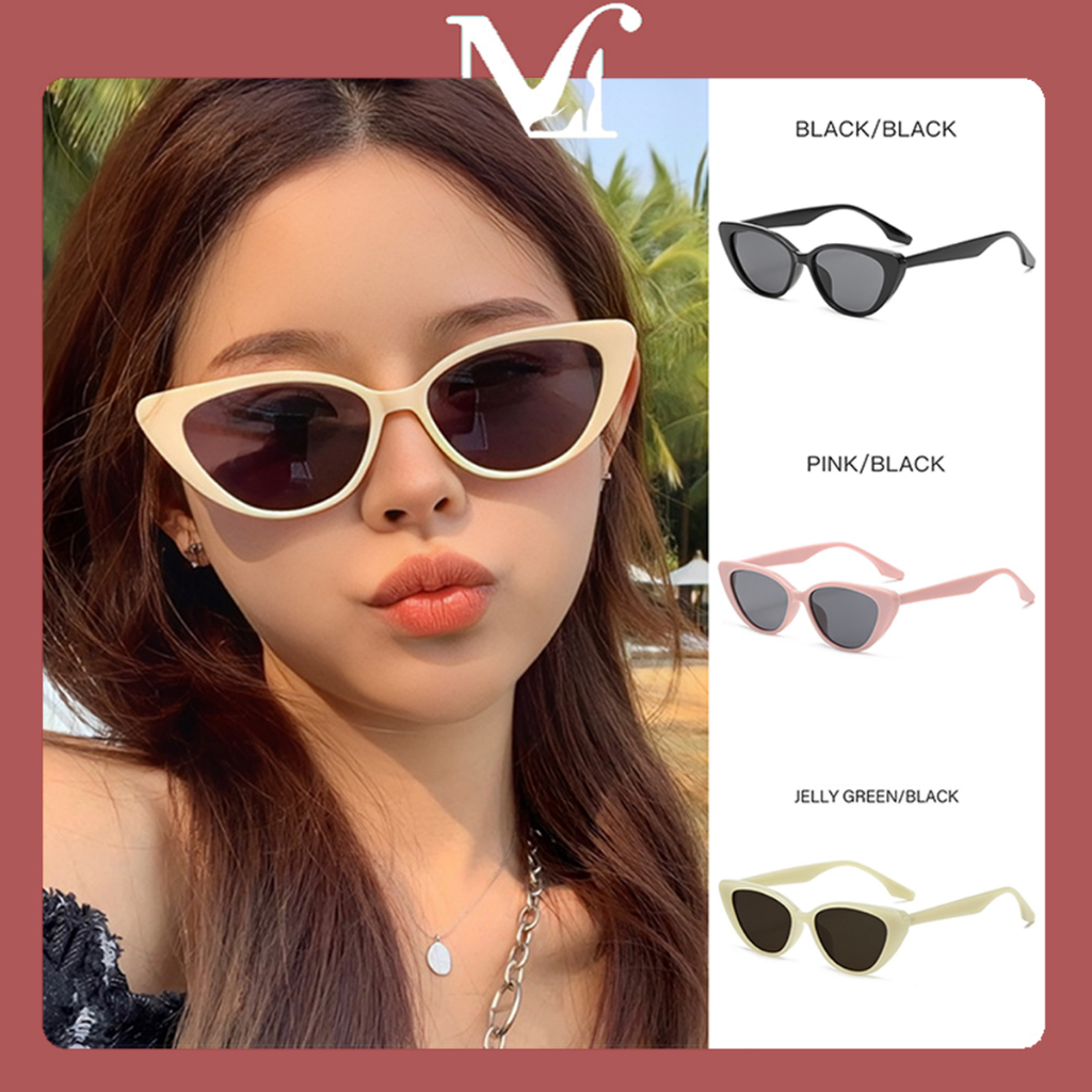 MOYENNE แว่นกันแดด กรอบตาแมว เลนส์ป้องกันรังสียูวีUV400 มี 6 สีให้เลือก Y2K แฟชั่น ฮิปฮอป สไตล์ ...