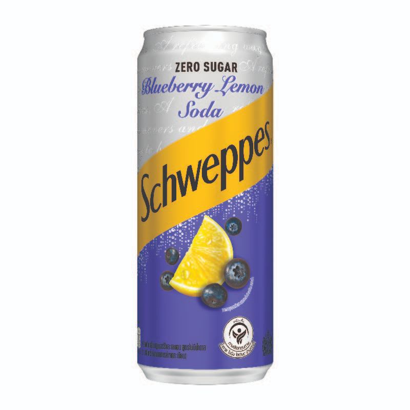 ชเวปส์ ซีโร่ บลูเบอร์รีเลมอน 330 มล. 24 กระป๋องSchweppes Zero Sugar Blueberry Lemon Soda 330ml ...