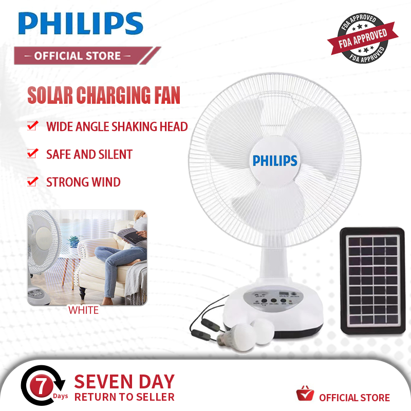 Philips Solar electric fan with panel portable rechargeable mini stand ...