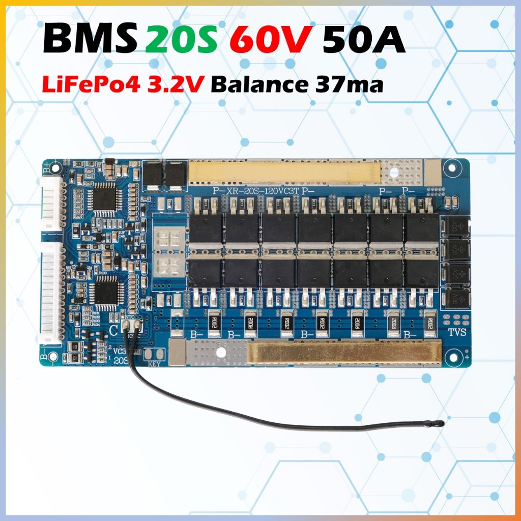 BMS 20S 50A ระบบ 60V สำหรับ Lifepo4 3.2V BMS แบตเตอรี่จักรยานไฟฟ้า สกุตเตอร์ไฟฟ้า สามล้อไฟฟ้า ...