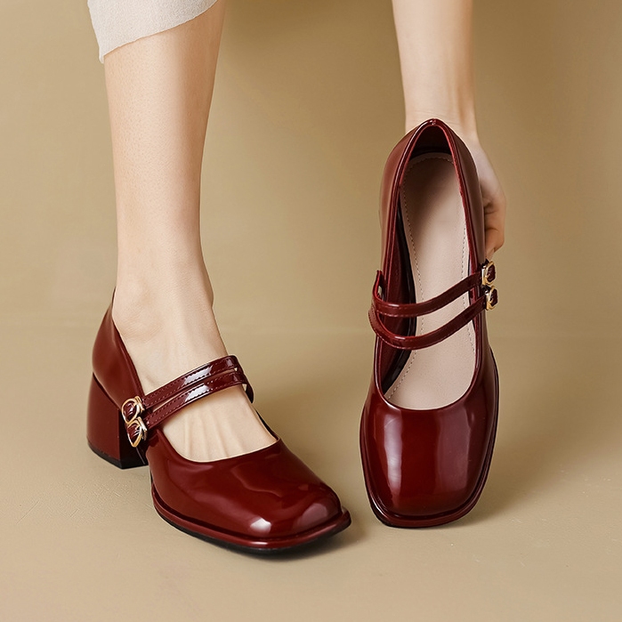 【MOLI CAT】รองเท้าส้นสูง Mary Jane หัวเหลี่ยม 5 ซม. สไตล์หรูหรา สําหรับ ...