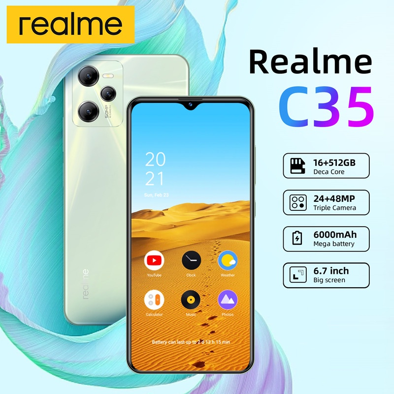 realme C35 phone 8GB หน้าจอ 90HZ 6.6" HD+True Bright Display แบตเตอรี่ ...