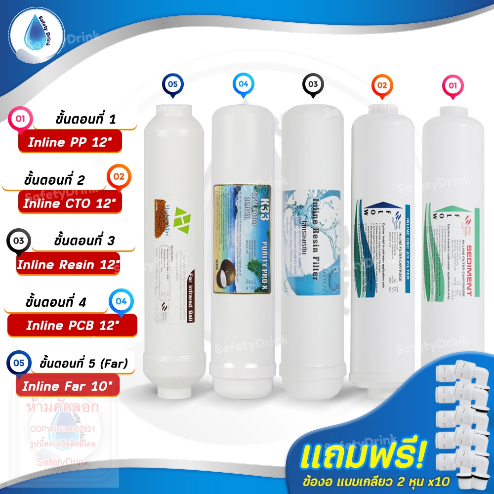 SafetyDrink ชุดไส้กรองน้ำมาตรฐาน 5 ขั้นตอน Inline เพิ่มแร่ธาตุ ...
