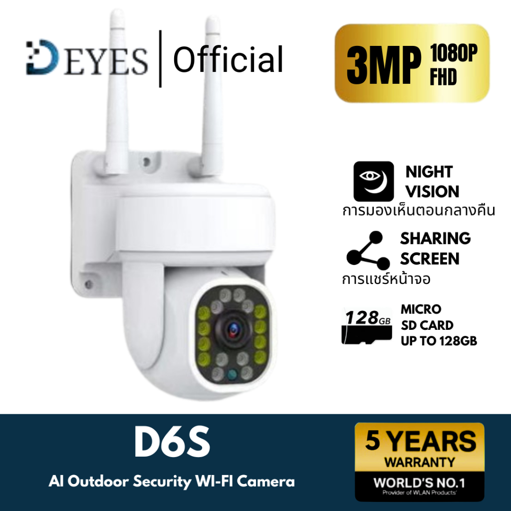Deyes CCTV D6S Home Security CCTV 360 WI-FI FHD 3MP 1080P 256GB หน้า ...