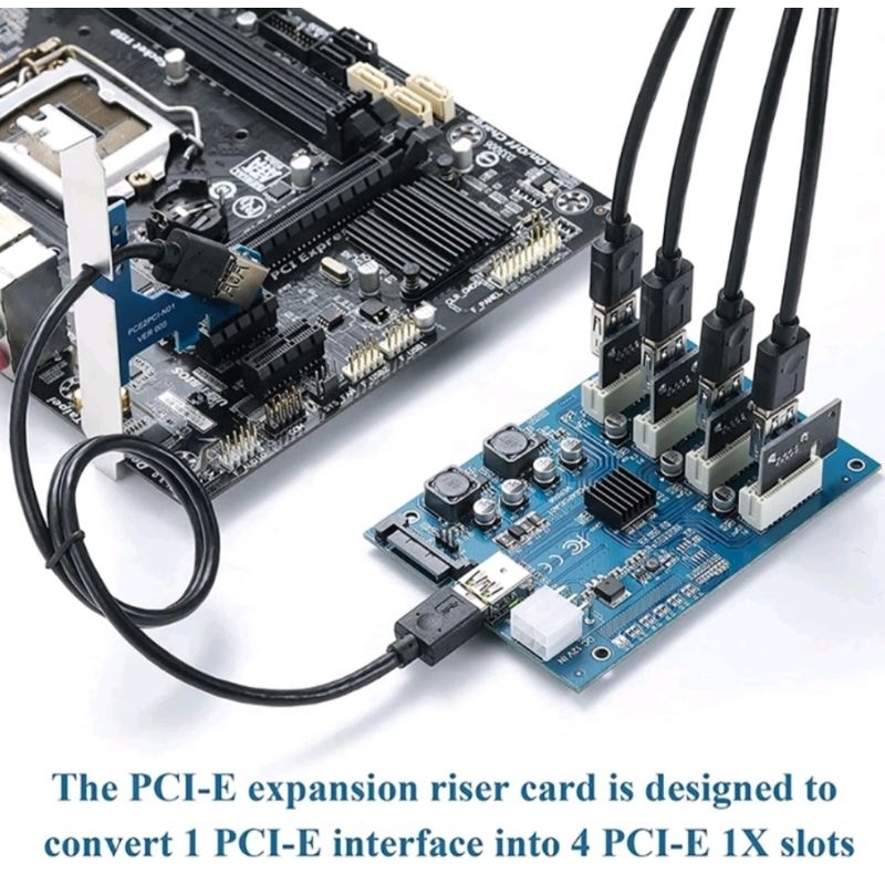 อะแดปเตอร์การ์ดไรเซอร์ขยาย PCI-E 1X เป็น PCIe 4 ช่อง PCI Express 1 เป็น ...