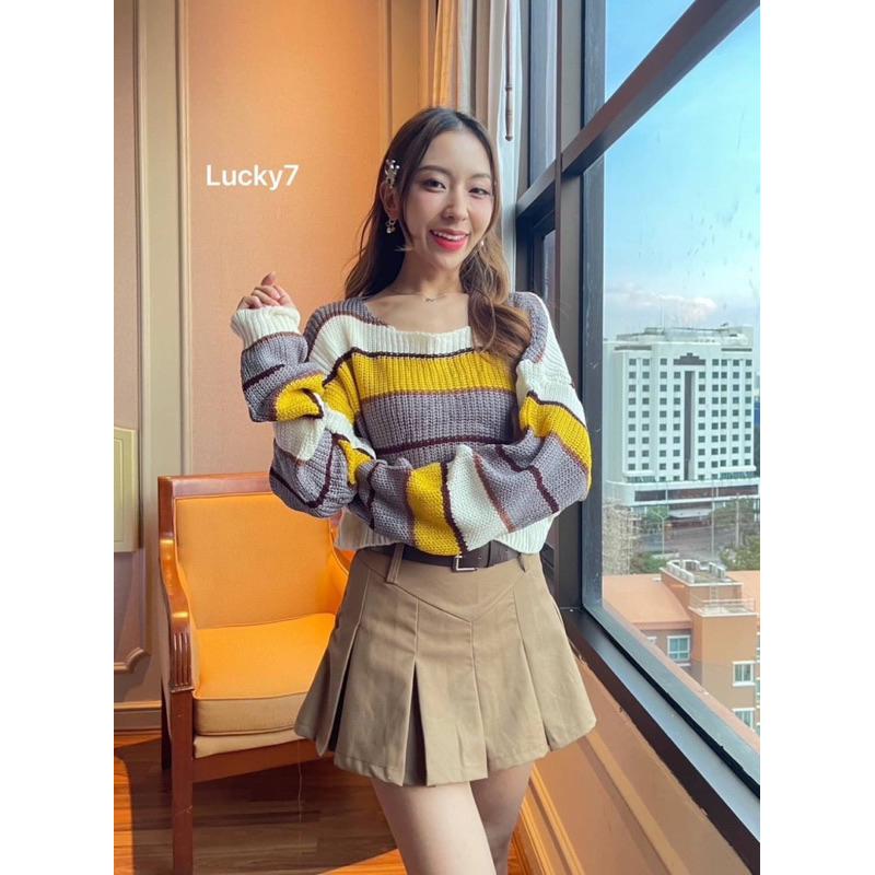 BY IRA Emma Crop Knit Sweater ครอปไหมพรม ลายทางสุดสวย (Made by heart ...