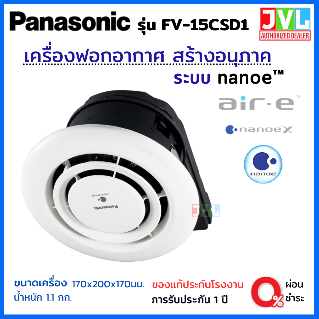 เครื่องฟอกอากาศ พานาโซนิค แบบฝังฝ้า เพดาน รุ่น FV-15CSD1 Air E ถูก ...