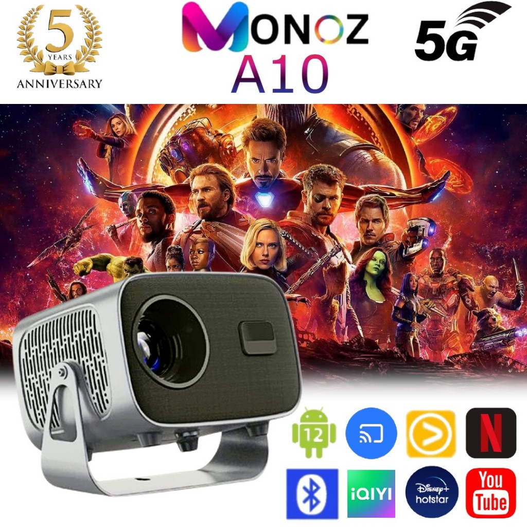 MONOZ โปรเจคเตอร์ A10 MINI LCD Android โปรเจคเตอร์ WiFi HD 1080P รองรับ ...
