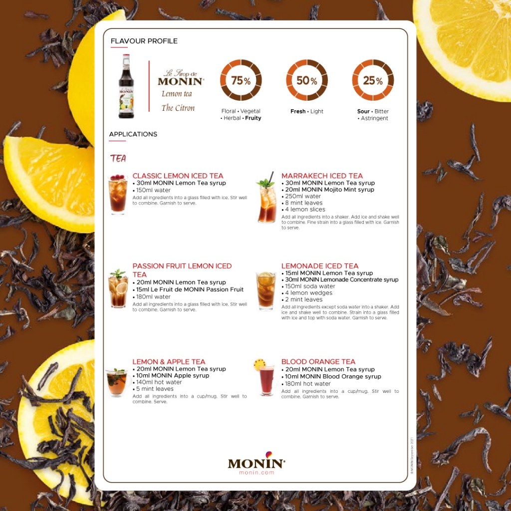 MONIN Lemon Tea Syrup น้ำเชื่อมกลิ่นชามะนาว 700ml. - UCC Coffee - ThaiPick