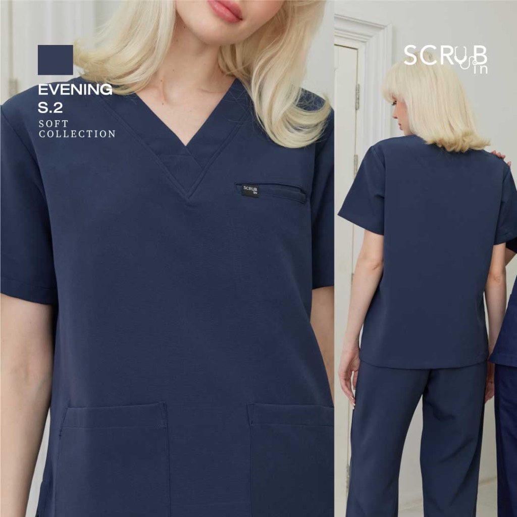 Scrub in | ชุดสครับคอวีพร้อมส่ง unisex สี Evening blue (Shade 2) รุ่น ...