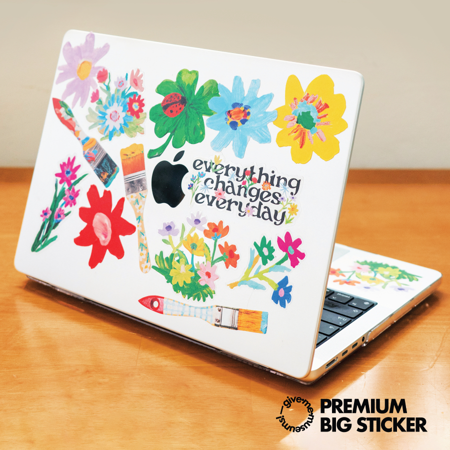 ( 5 ชิ้น 100.-) สติกเกอร์ไดคัทชิ้นใหญ่ กันน้ำ big sticker ลายดอกไม้ ...