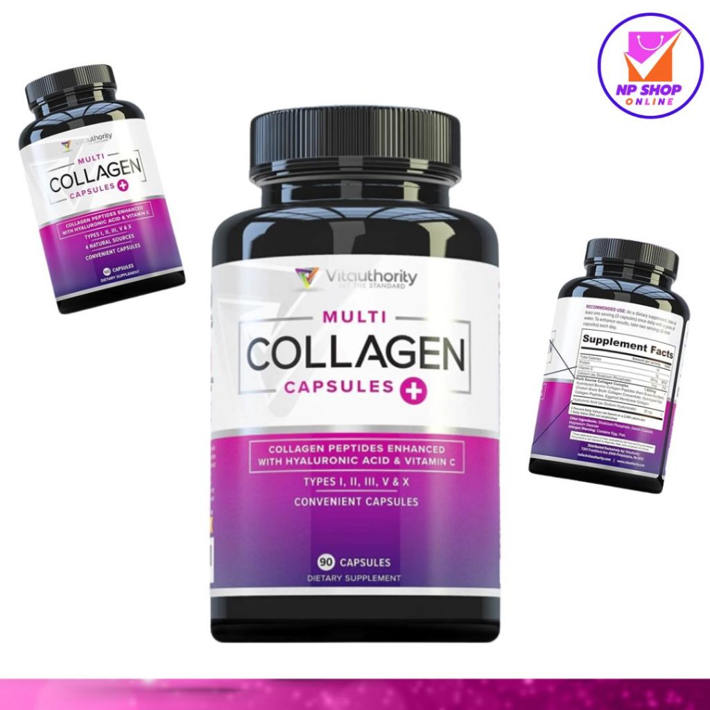 Vitauthority Multi Collagen Capsules Plus Vitamin C Hyaluronic Acid ...